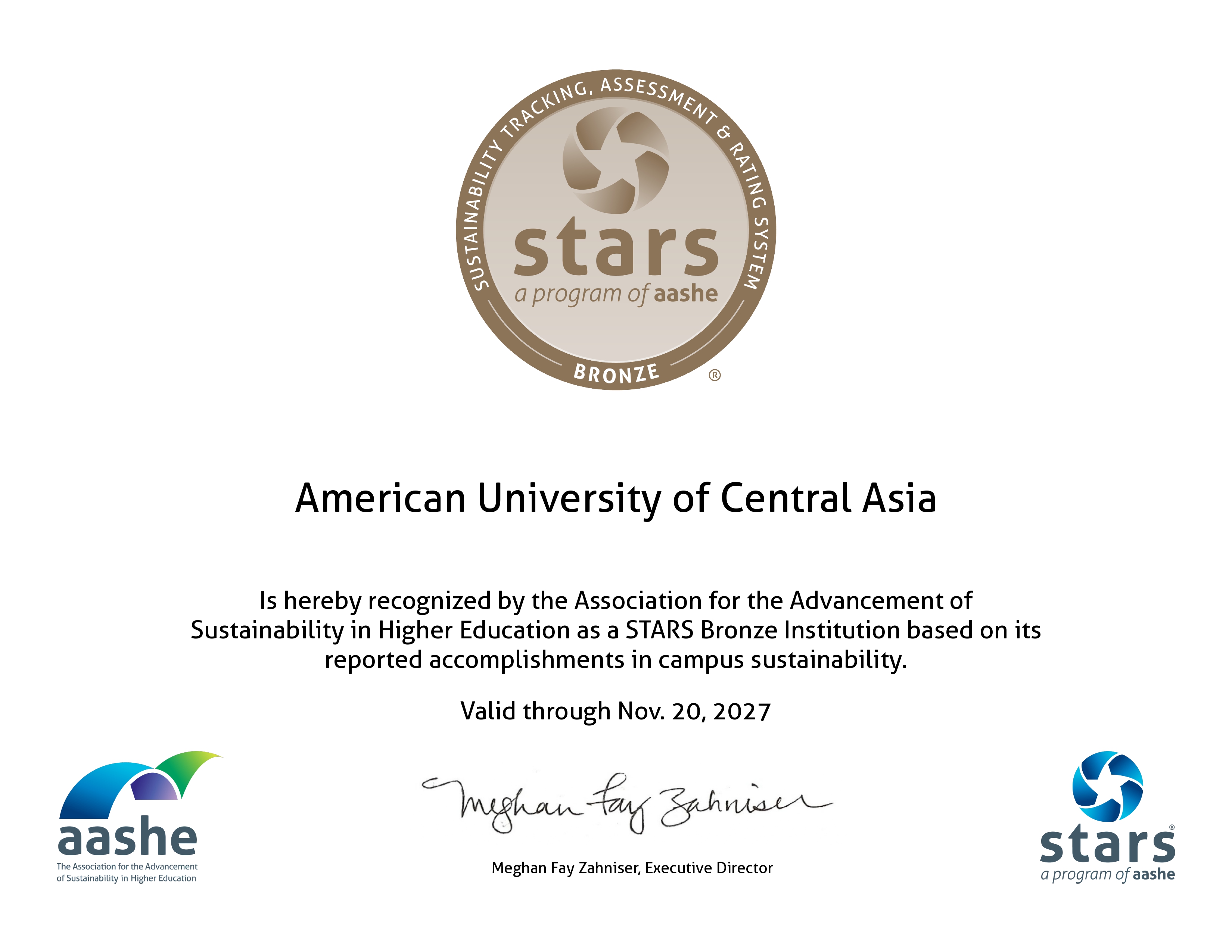 AUCA Becomes the First University in Central Asia to Receive a Bronze ...