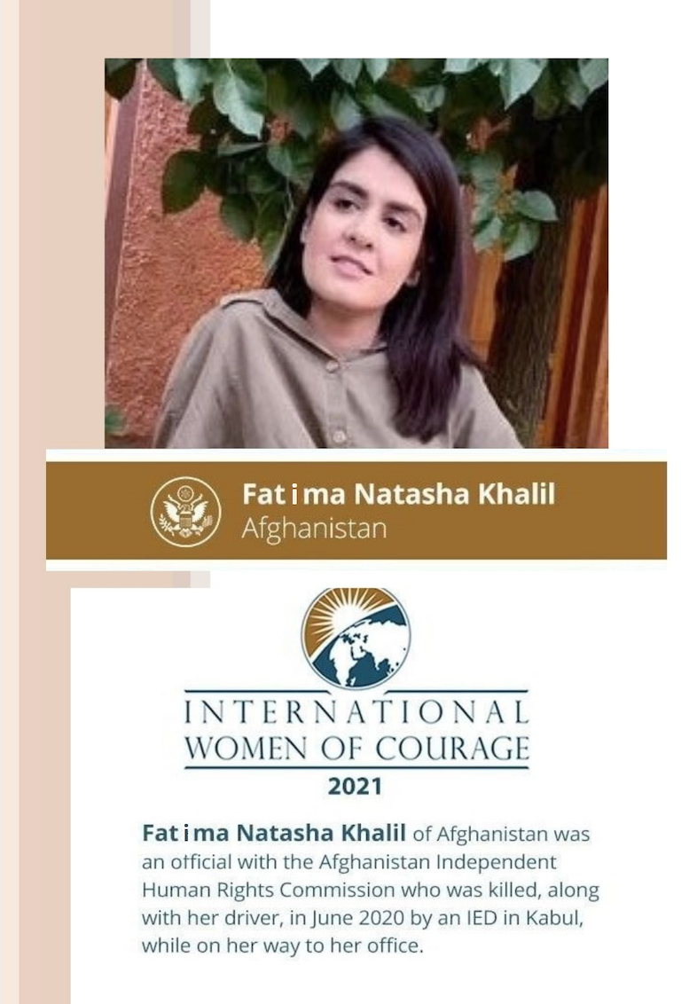 Fatima Khalil was honored this week by the US Department of State as ...